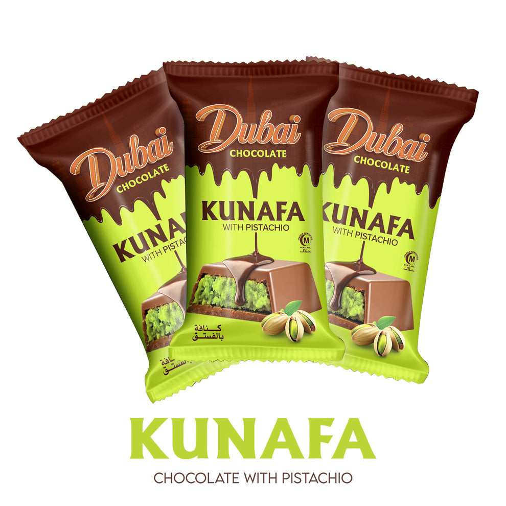 Dubai Kunafa Chocolate with pistachio - Pack of 3 or 8 Pieces – Snacks Wala